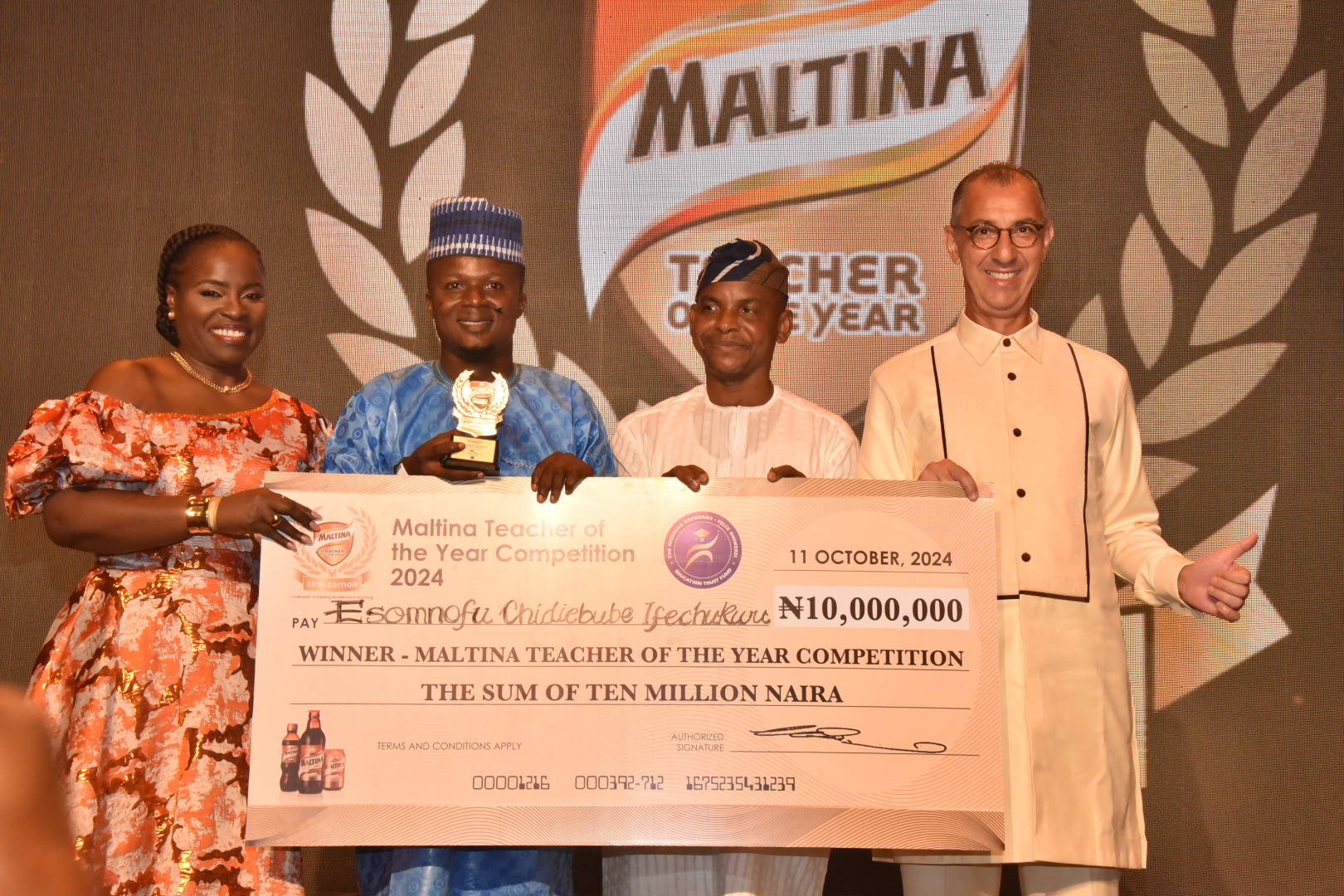 Nasarawa Teacher, Esomnofu Ifechukwu Emerges 2024 Maltina Teacher of ...
